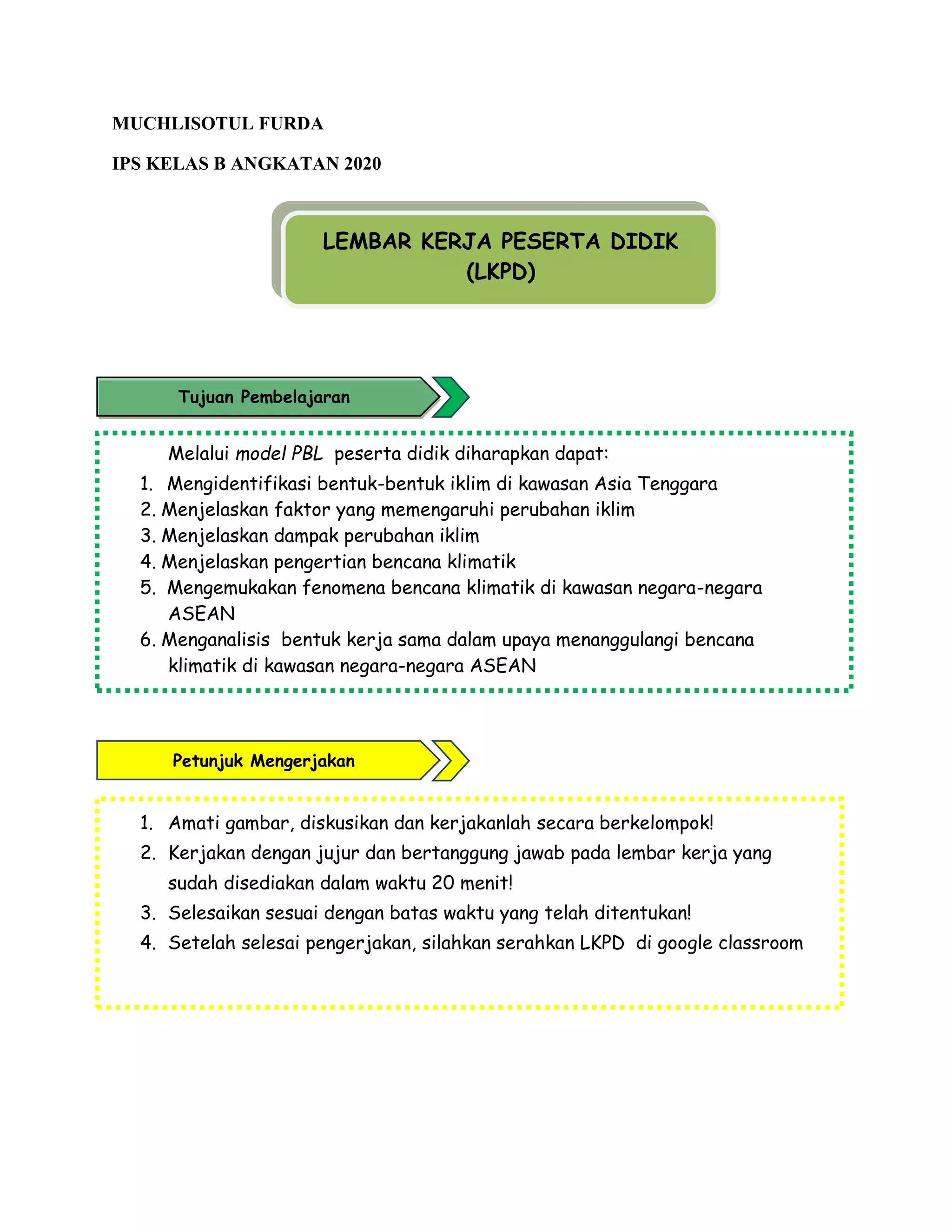 Lkpd bencana iklim BAB 1 IPS KELAS VIII | PDF