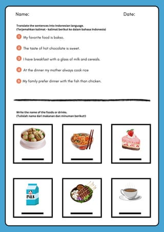 LKPD ENGLISH BAB 1 kelas 5 semester 1 (FOOD QUANTIFIER) | PDF