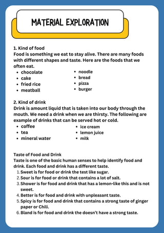 LKPD ENGLISH BAB 1 kelas 5 semester 1 (FOOD QUANTIFIER) | PDF