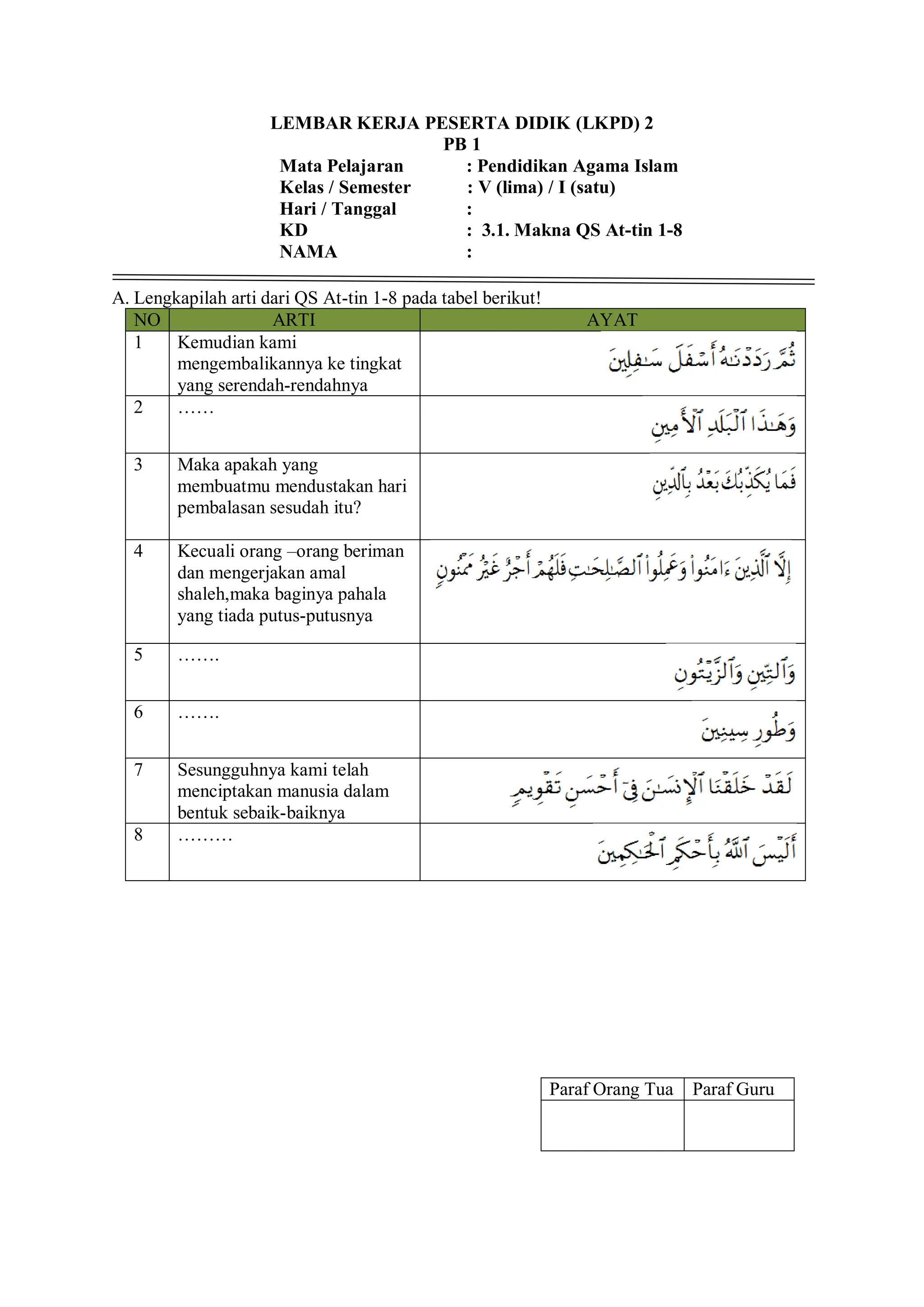 LKPD KELAS 5. lembar kerja peserta didik | PDF