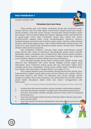 Lkpd kelas 5 tema 6 panas dan perpindahannya | PDF