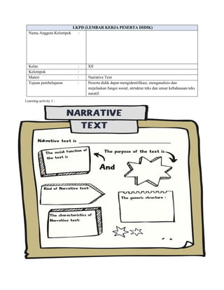 lembar kerja narrative text untuk SMA kelas XI | PDF