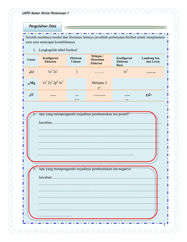 Lkpd ppl ikatan kimia pertemuan 1 (mg)docx | PDF