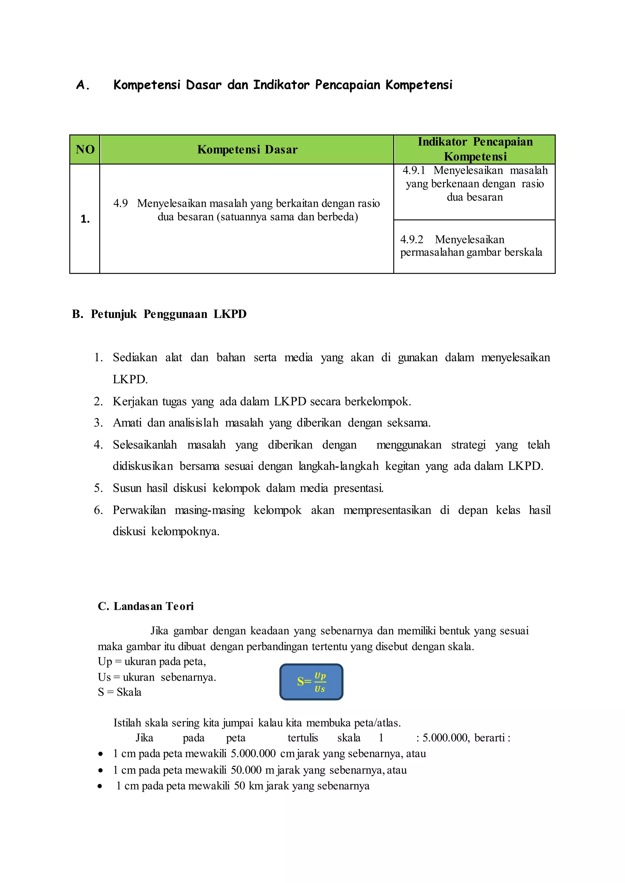 LKPD Perbandingan dan SKala | PDF