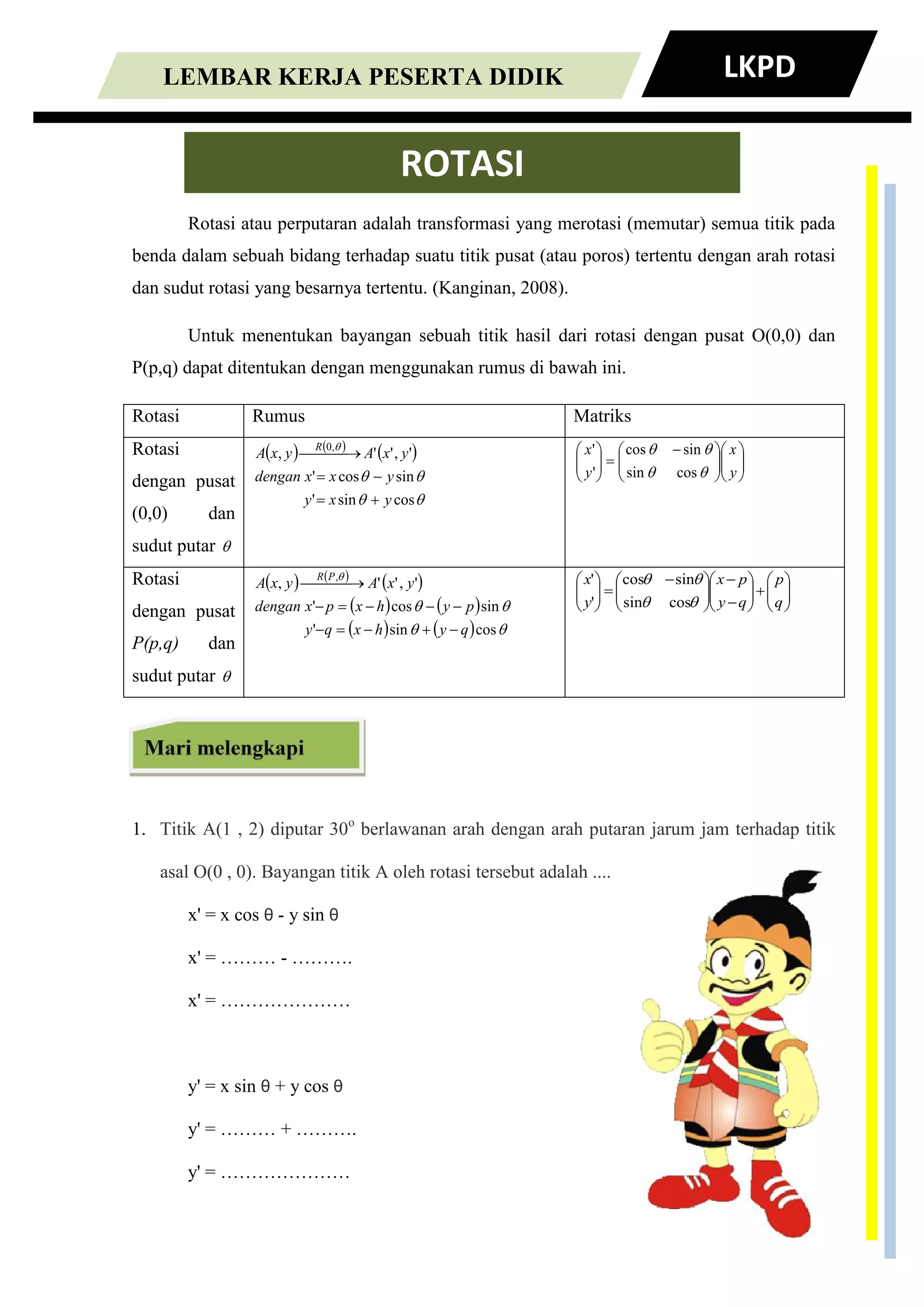 Lkpd rotasi geometri transformasi | PDF