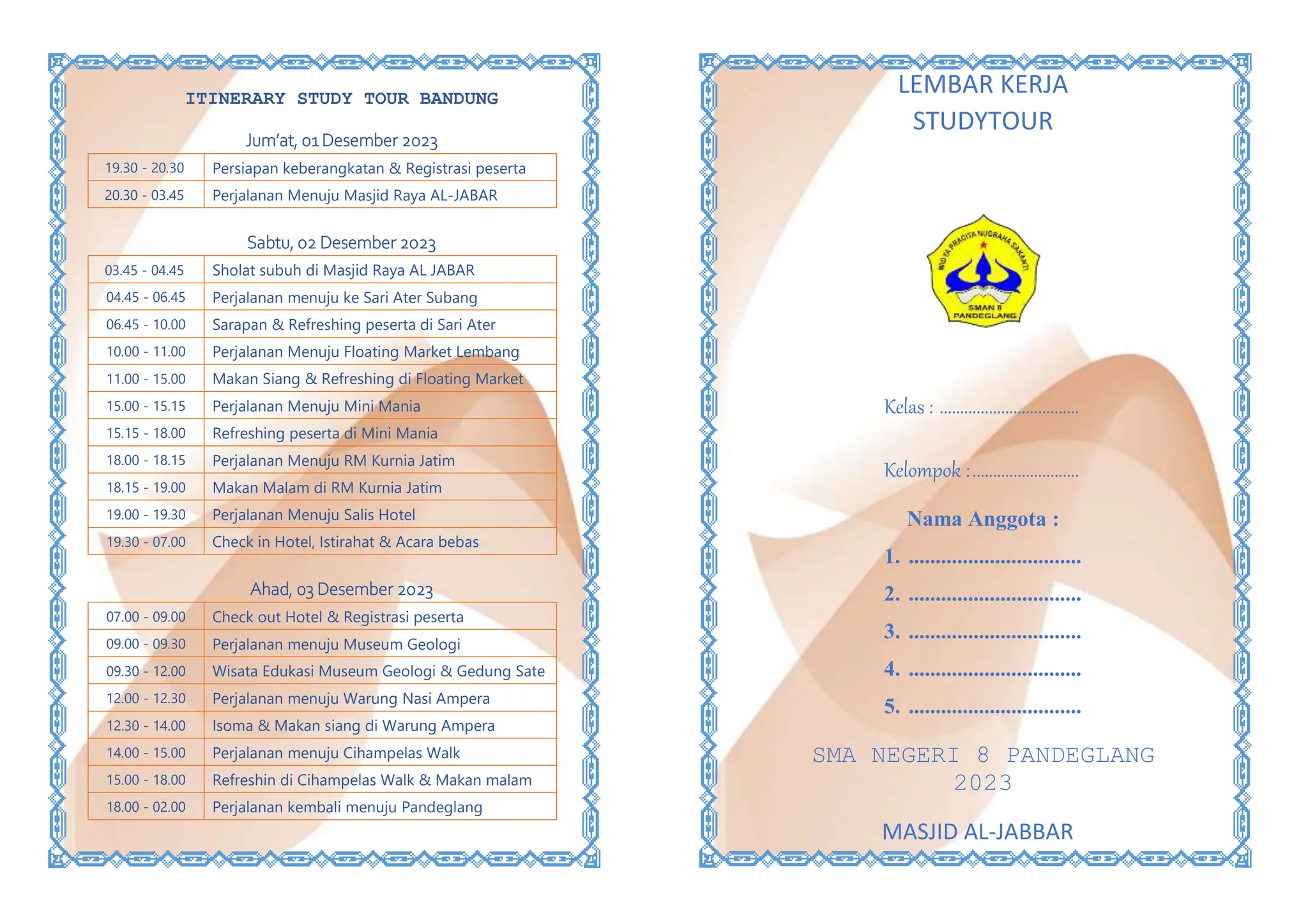 LKPD StudyTour Bandung - Cetak Ukuran A4 | DOCX