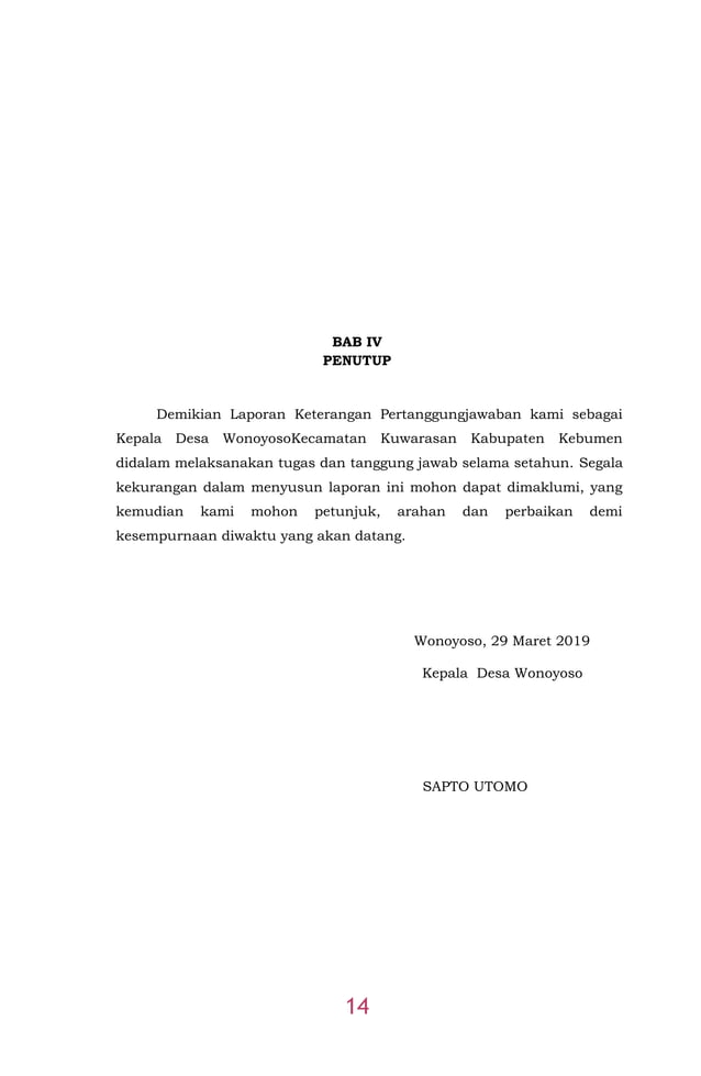 KEPUTUSAN KEPALA DESA TENTANG LAPORAN KETERANGAN PERTANGGUNGJAWABAN KEPALA DESA (LKPJ) | PDF