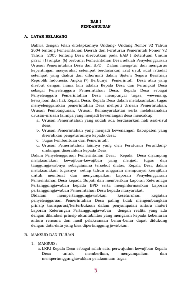 KEPUTUSAN KEPALA DESA TENTANG LAPORAN KETERANGAN PERTANGGUNGJAWABAN KEPALA DESA (LKPJ) | PDF