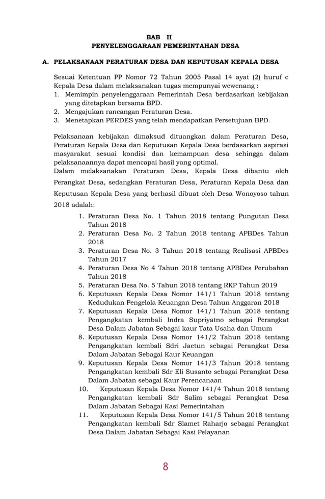 KEPUTUSAN KEPALA DESA TENTANG LAPORAN KETERANGAN PERTANGGUNGJAWABAN KEPALA DESA (LKPJ) | PDF