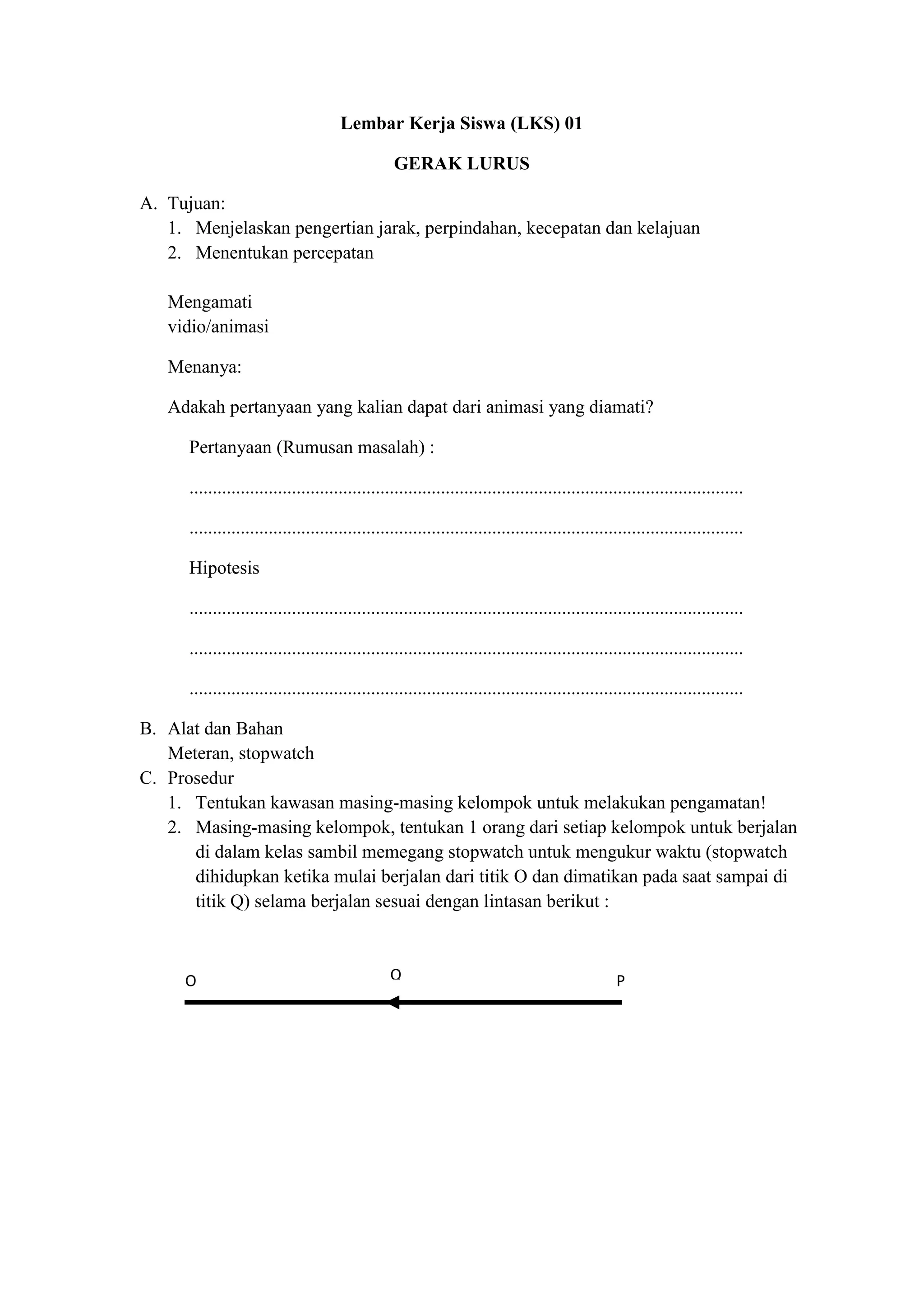 LKS GERAK LURUS | PDF