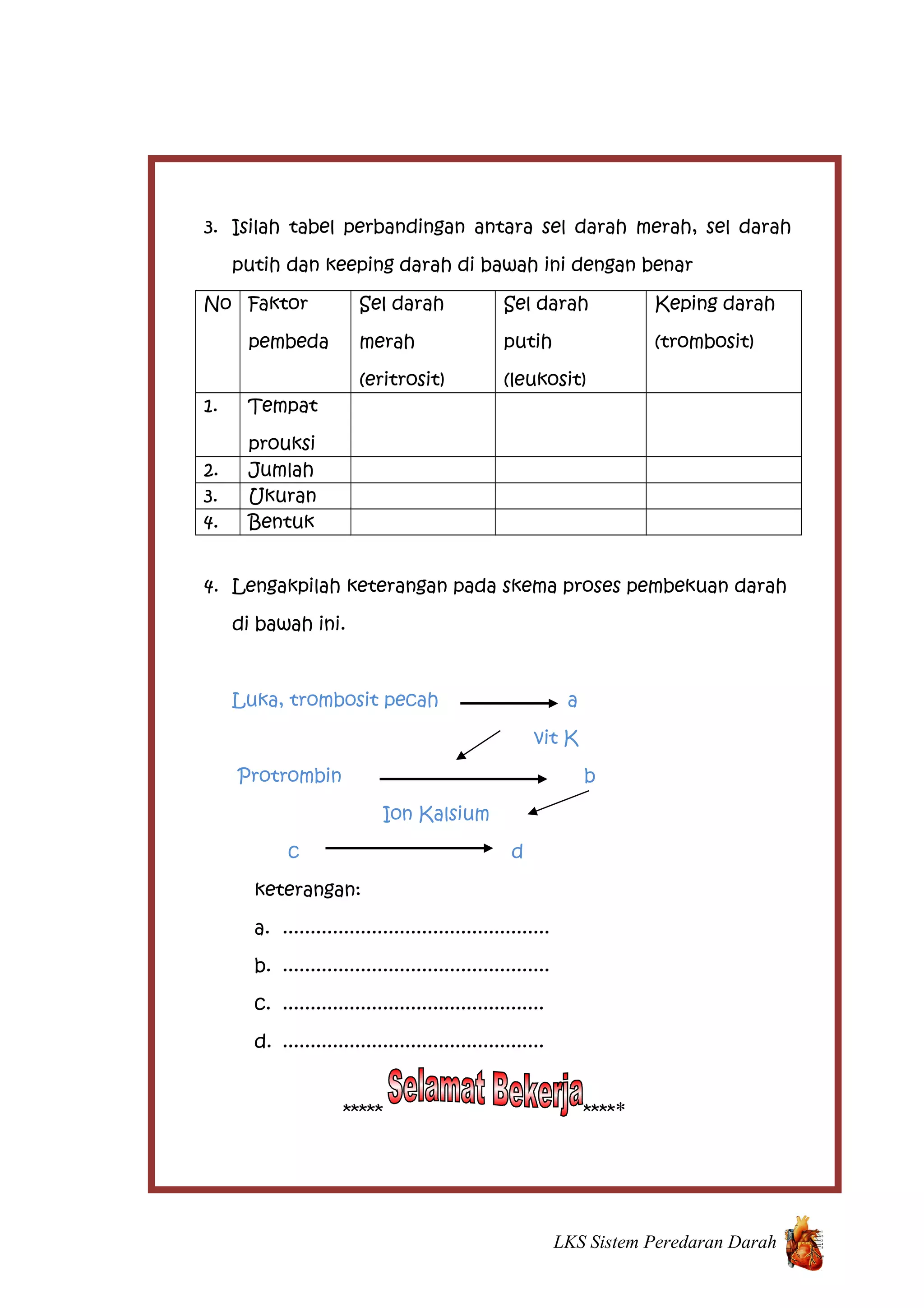 Lks 1 sistem peredaran darah | DOC