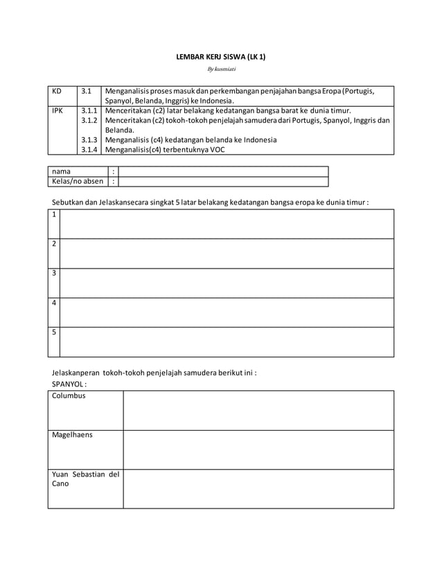 LKS 1 kelas XI Sejarah Indonesia | DOCX