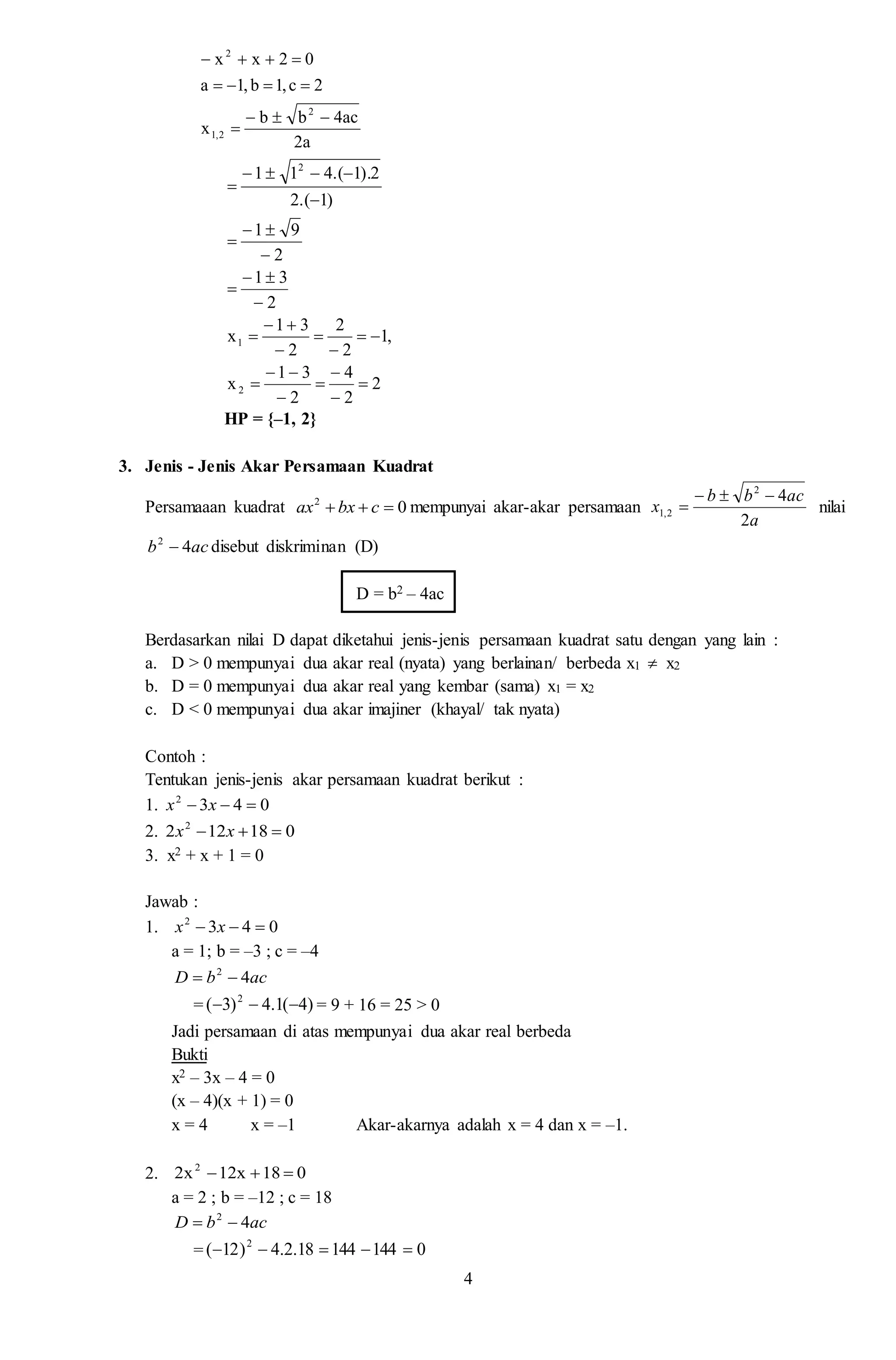 Persamaan dan Fungsi Kuadrat | DOCX