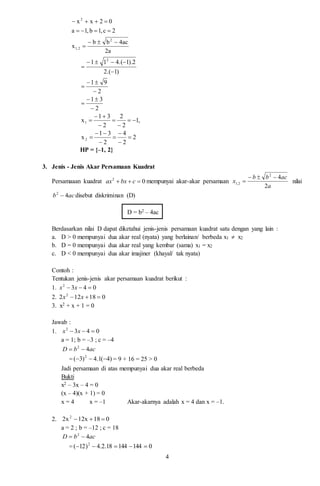 Persamaan dan Fungsi Kuadrat | DOCX