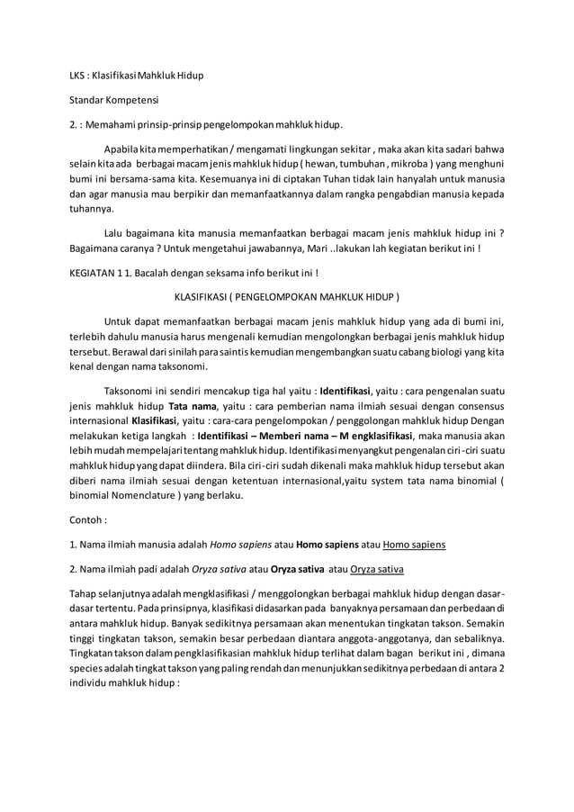 Lks biologi kelas 10 | DOCX