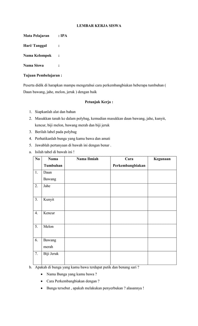 Lks ipa perkembanbiakan tumbuhan | PDF