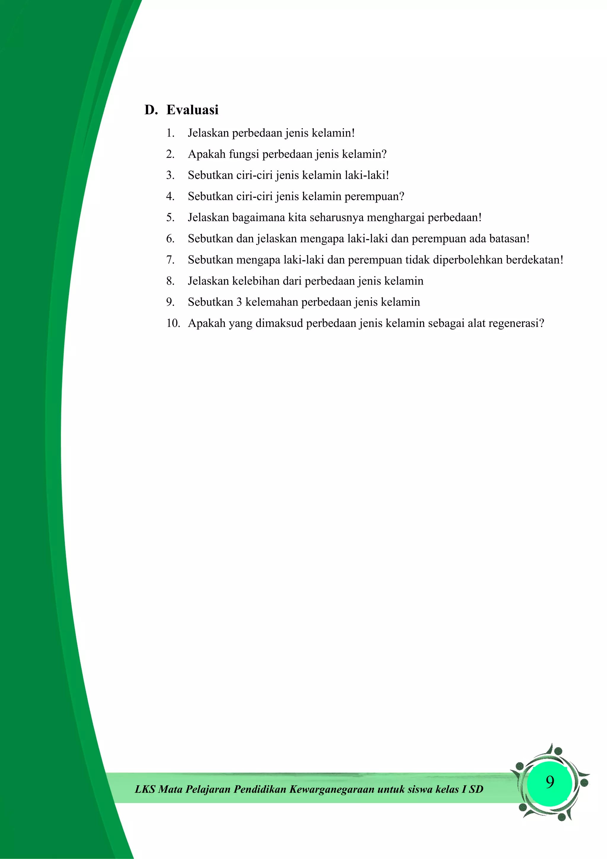 Contoh LKS Sekolah Dasar KD 1 | PDF