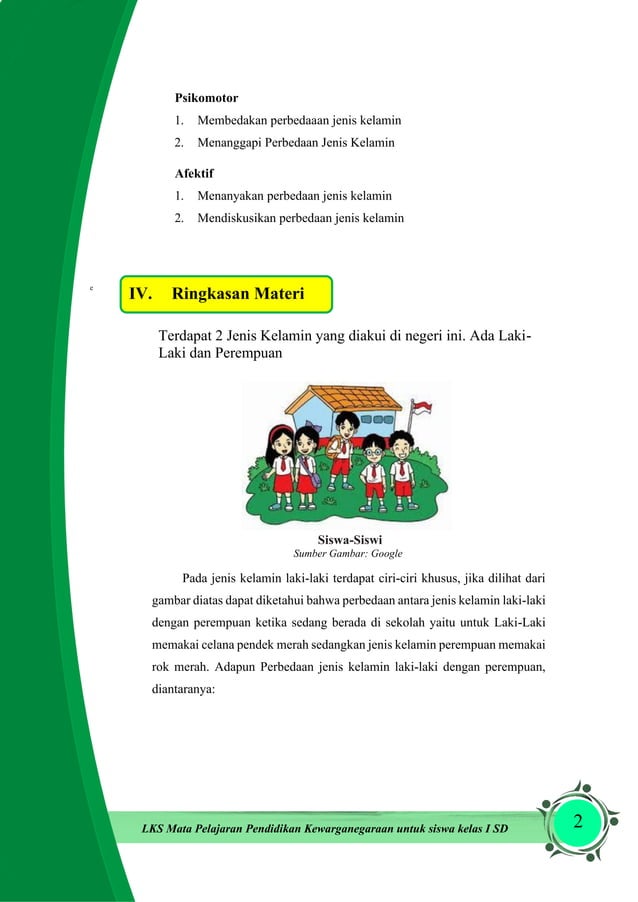 Contoh LKS Sekolah Dasar KD 1 | PDF