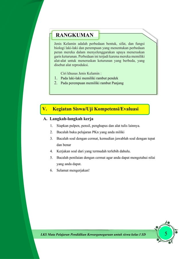 Contoh LKS Sekolah Dasar KD 1 | PDF