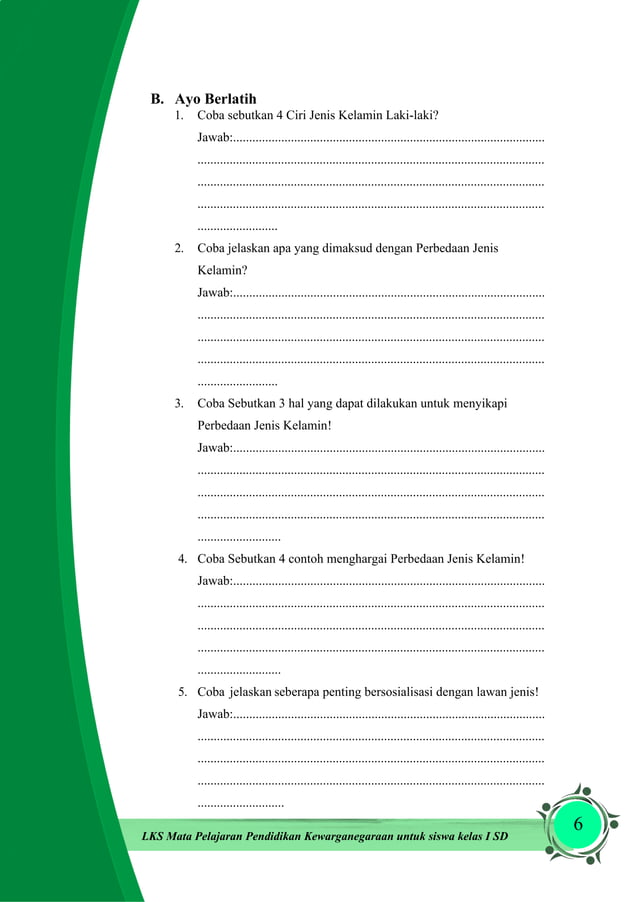 Contoh LKS Sekolah Dasar KD 1 | PDF