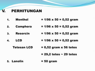 Pembuatan Resep Salep Kulit untuk kegiatan LKS SMK | PPTX