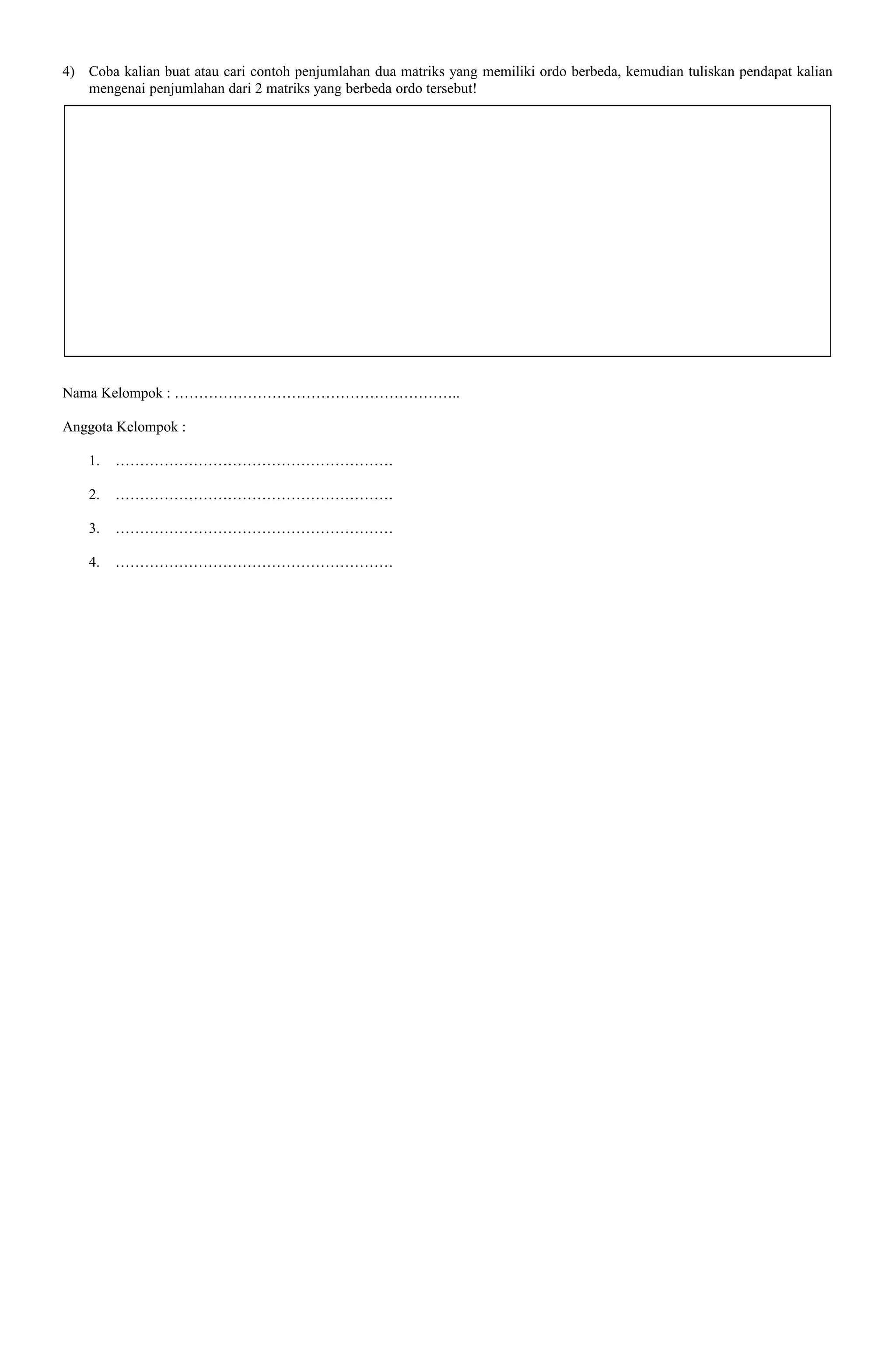 Lks penjumlahan matriks | DOC