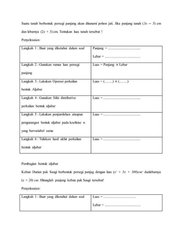 Lks perkalian tabrel | DOCX