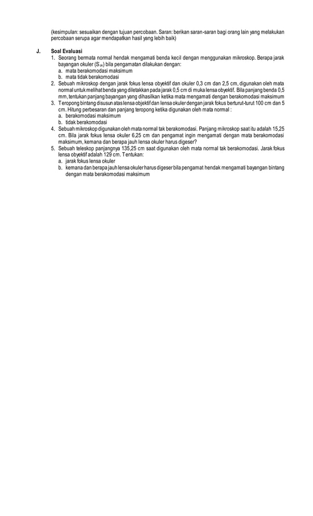 LKS Fisika : Praktikum Lensa Cembung | DOCX