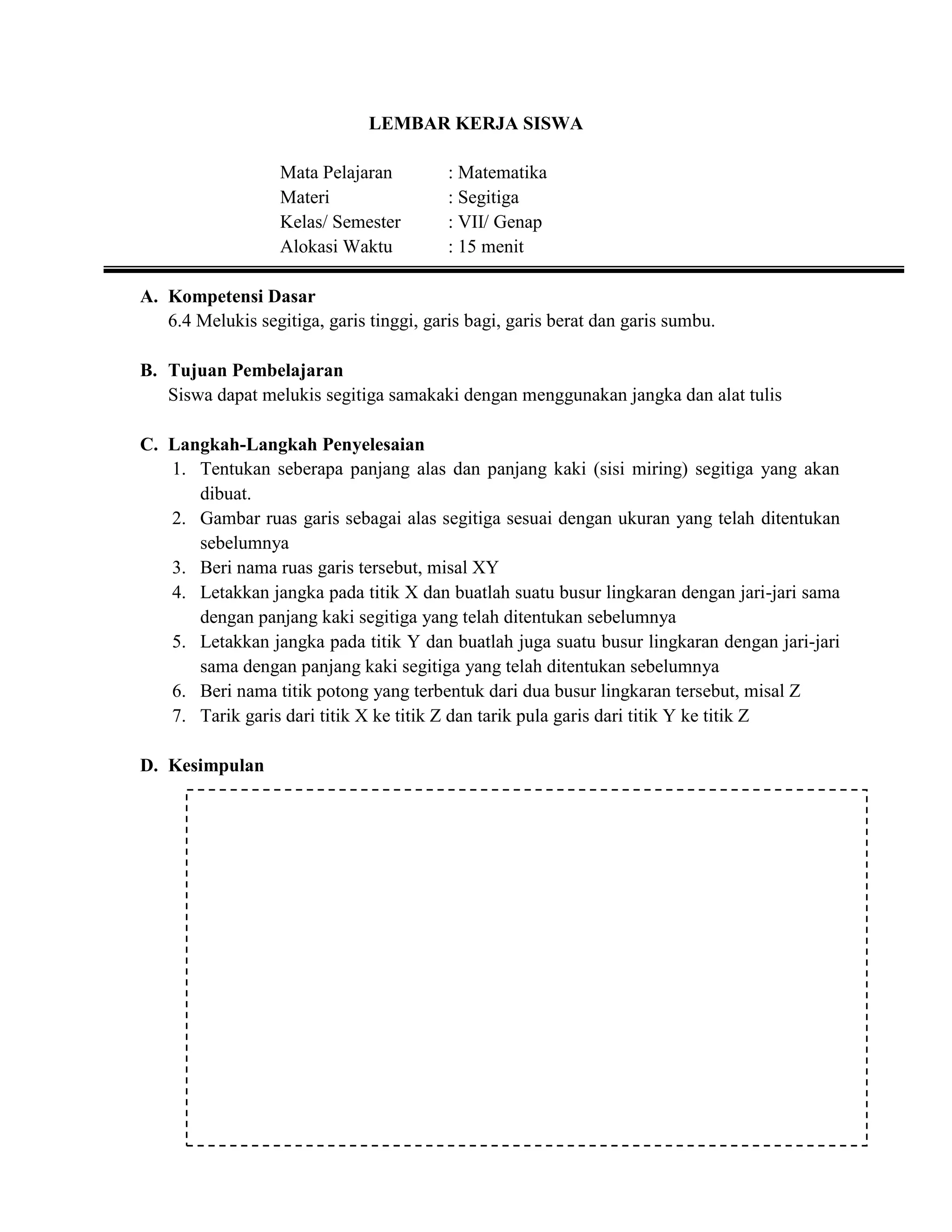 Lks prosedur segitiga sama kaki | DOCX