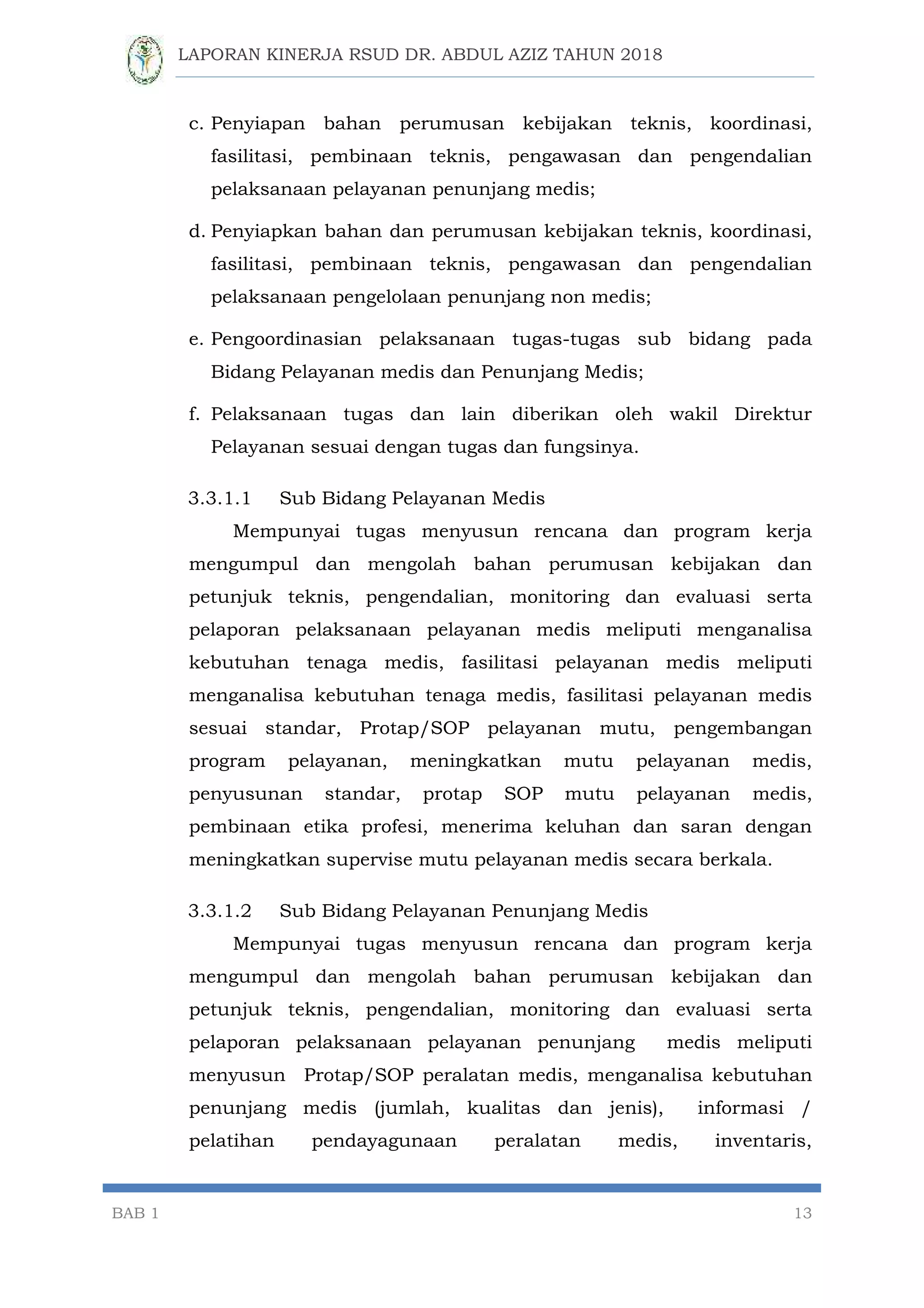 Laporan Kinerja Tahunan RSUD dr. ABDUL AZIZ Tahun Anggaran 2018 | PDF