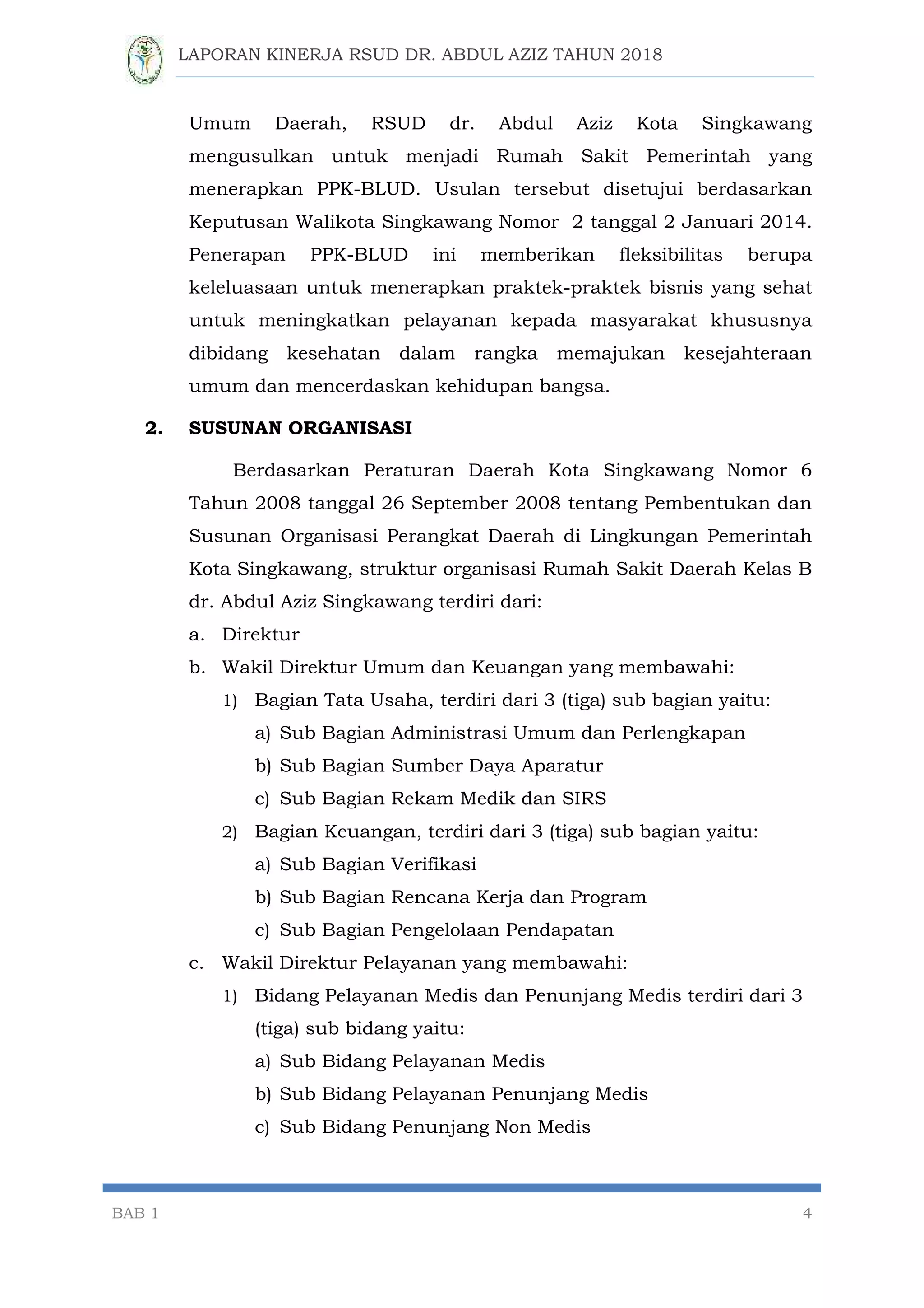 Laporan Kinerja Tahunan RSUD dr. ABDUL AZIZ Tahun Anggaran 2018 | PDF