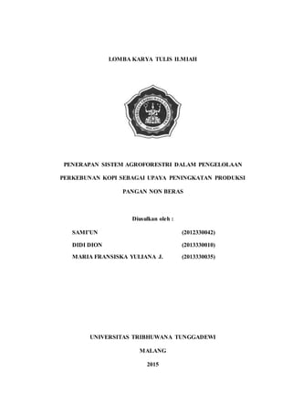 Lkti agroforestri UNITRI 2016 | PDF