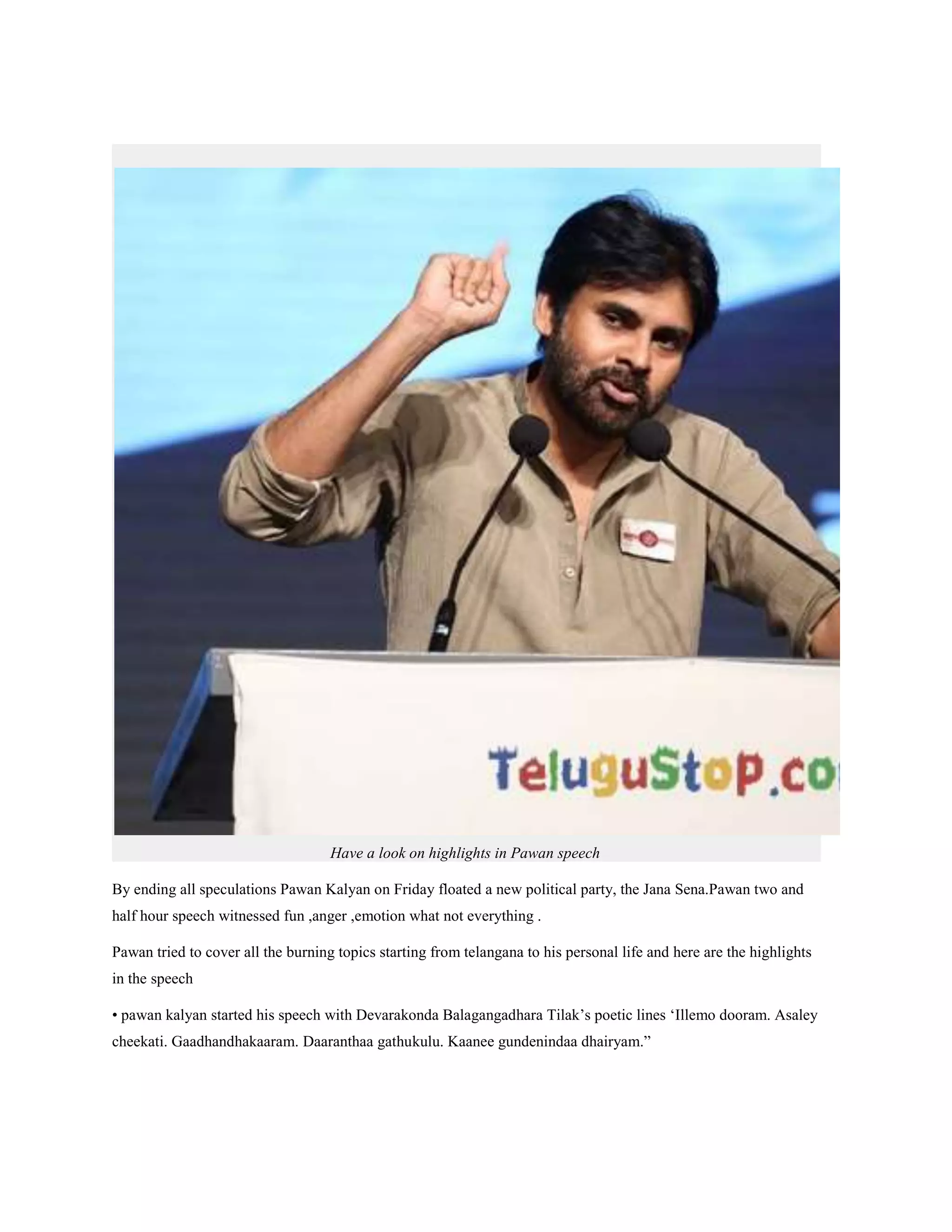 Highlights of Pawan speech | DOCX