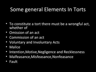 Ll.b i lot u 2 elements of tort | PPT