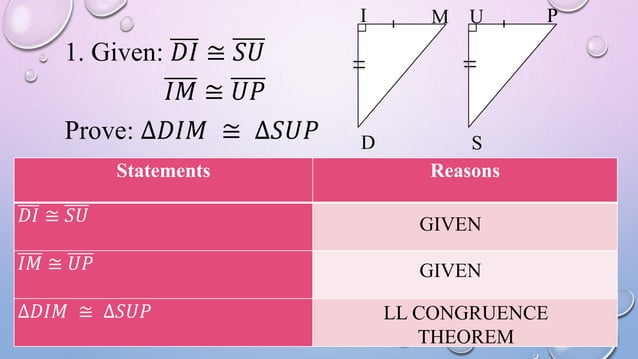 Leg Leg Congruence Theorem and LEg Acute angle Congruence Theorem ...