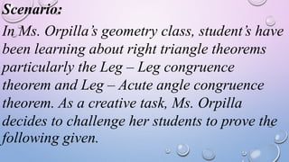 Leg Leg Congruence Theorem and LEg Acute angle Congruence Theorem | PPTX