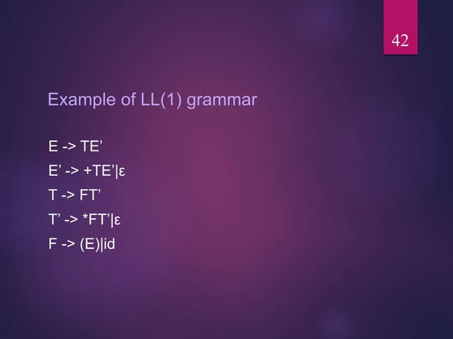 Ll(1) Parser in Compilers | PPT | Programming Languages | Computing