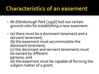 LAND LAW 1 Dealings part 3 easements | PPTX