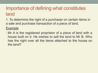 LAND LAW 1 Definition of Land REVISED 2014 | PPTX