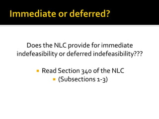 LAND LAW 1 INDEFEASIBILITY 2014 | PPTX