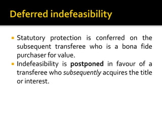 LAND LAW 1 INDEFEASIBILITY 2014 | PPTX