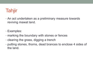 LAND LAW 1 Land Ownership in Islam -Revised Sem 2 2014 | PPTX