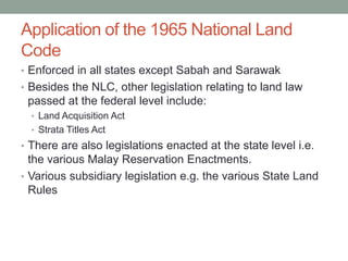 LAND LAW 1 slides THE NATIONAL LAND CODE Revised 2014 | PPTX