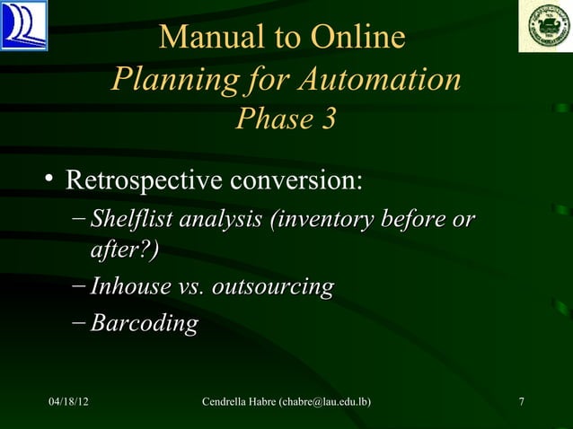 Planning for Library Automation | PPT
