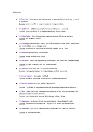 Llatinismes | DOCX