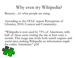 LLA 2014: Why Not Wikipedia? | PPT