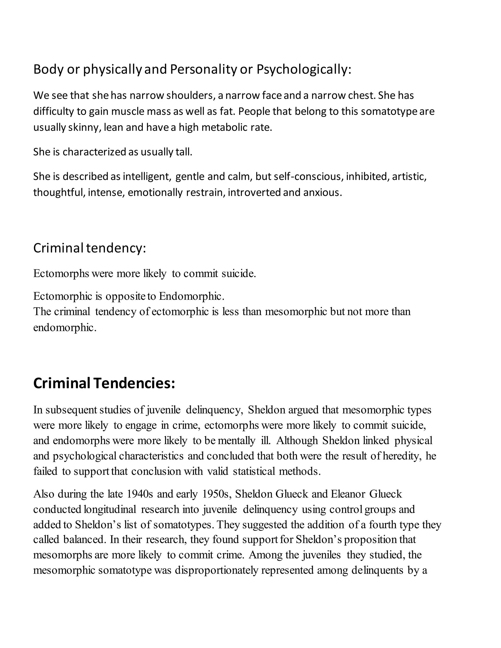 Body Type of Theory / William Sheldon's Theory / Biological Theory ...