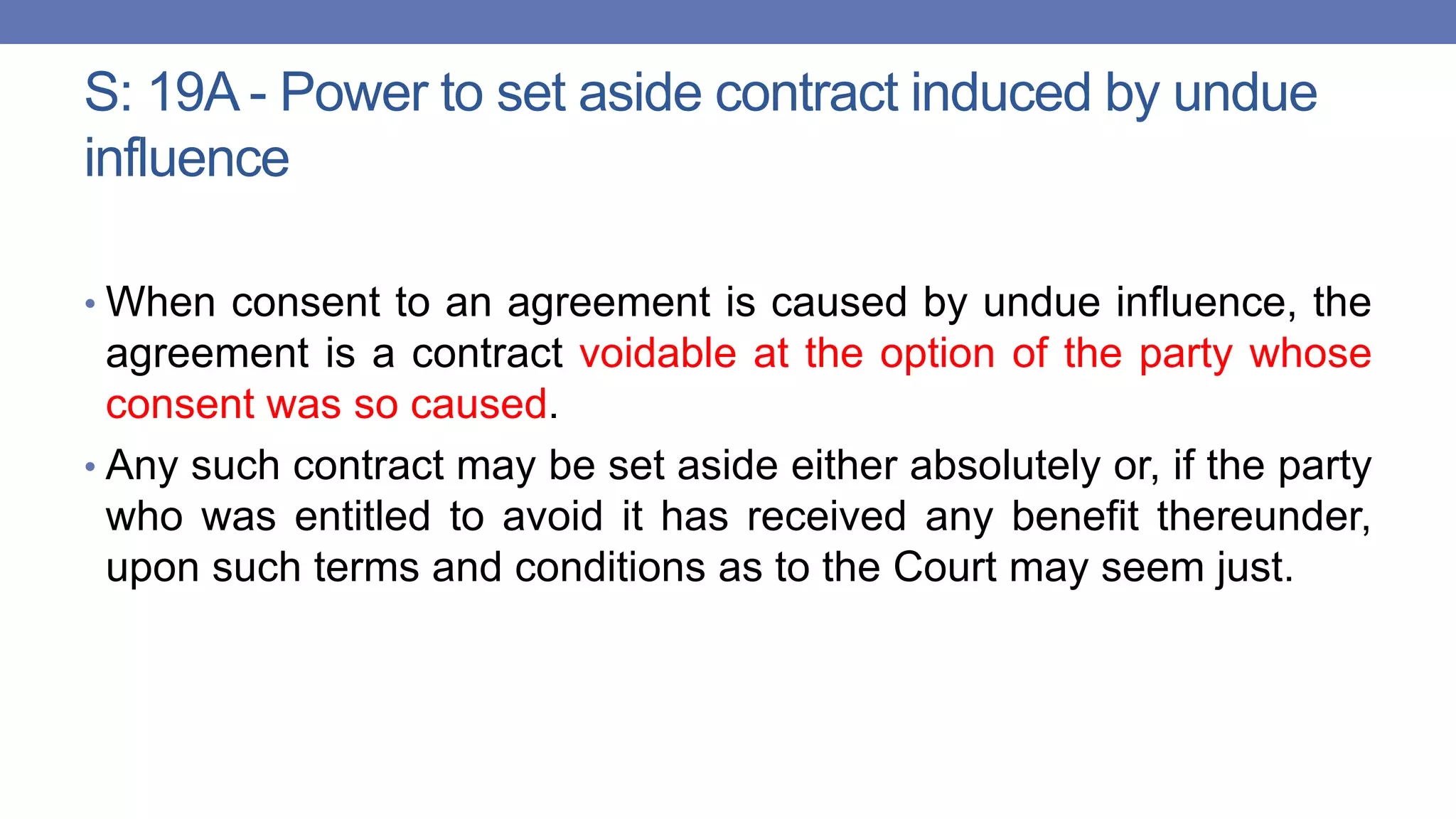 Vitiating Elements in Formation of Contract: Duress and Undue Influence ...