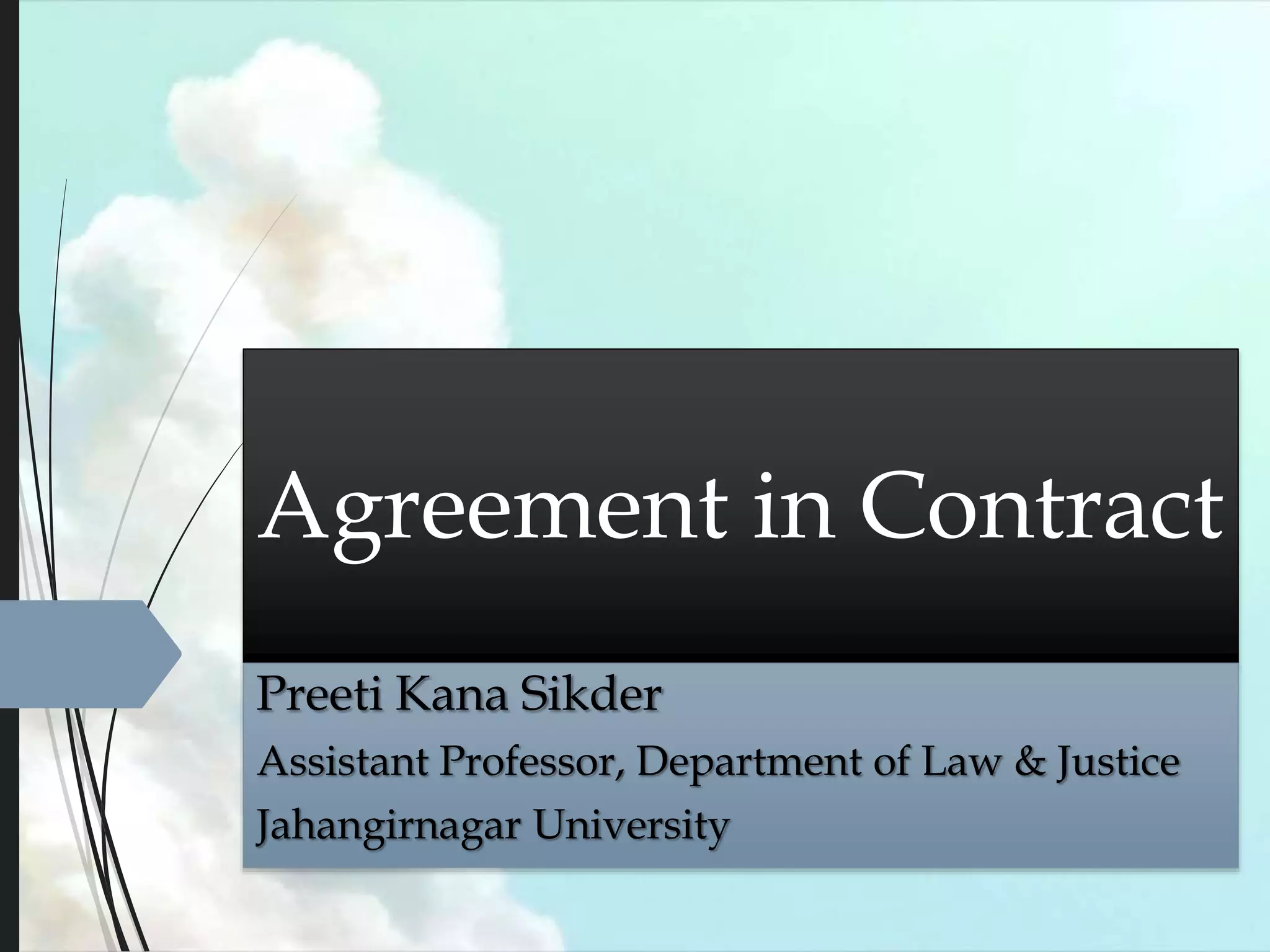 Agreement in Contract: Objective Principle | PPTX