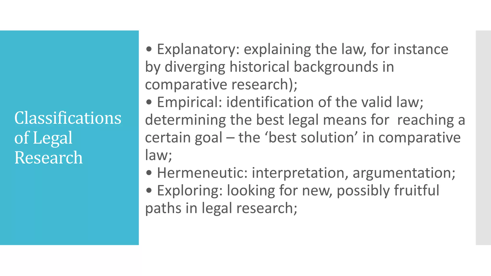 Classification of Legal Research | PPTX
